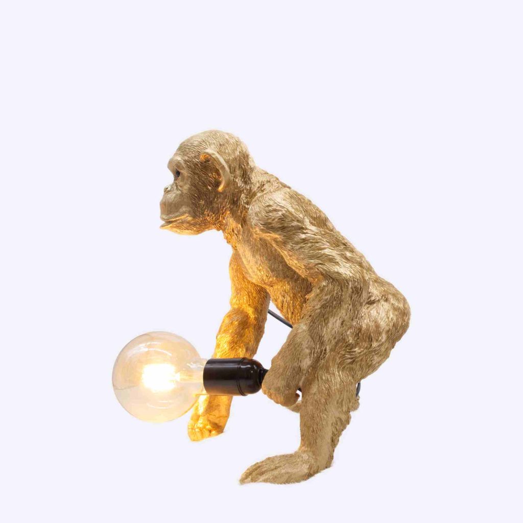 Monkey lamp “Monkey” in gold – standing ° Darwin's Daughter